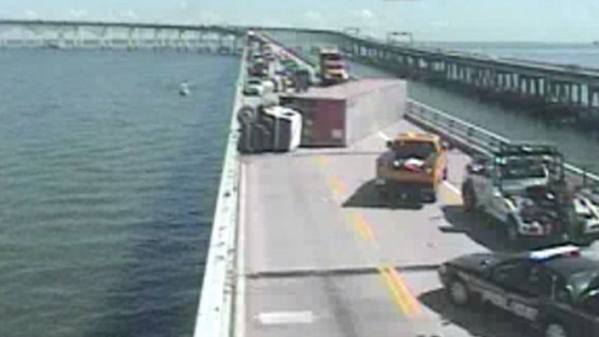 Traffic Flowing On Bay Bridge After Truck Overturns – NBC4 Washington