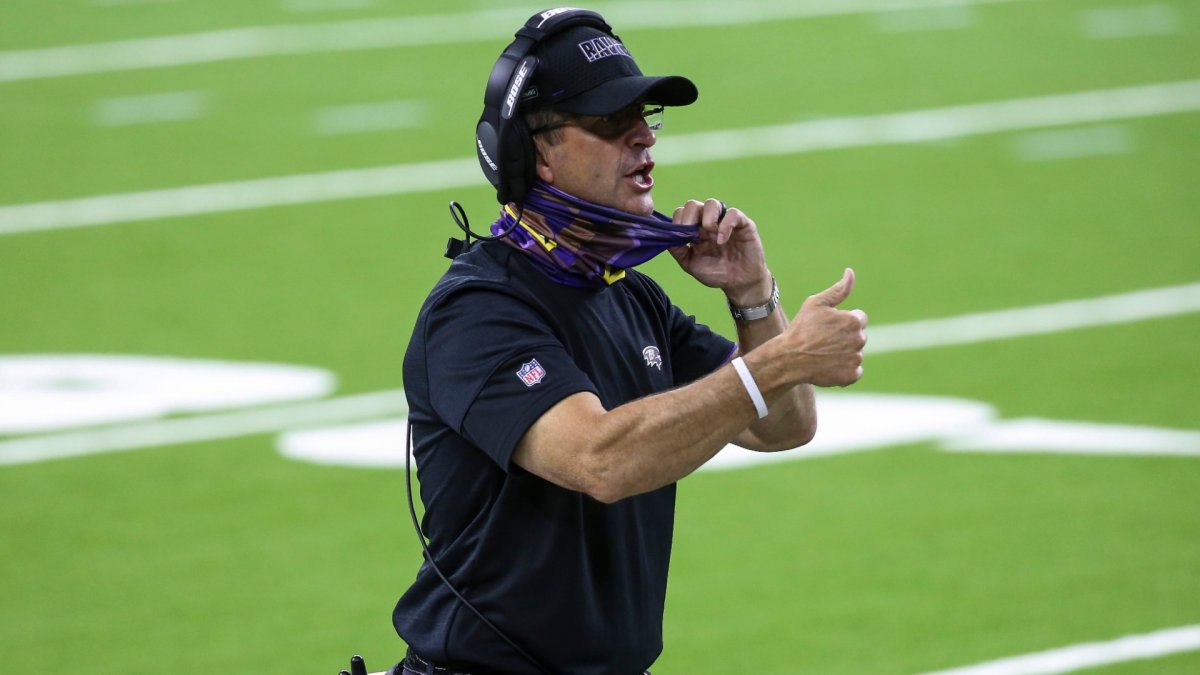 Referees’ Union Complains About John Harbaugh Lowering His Mask on MNF ...