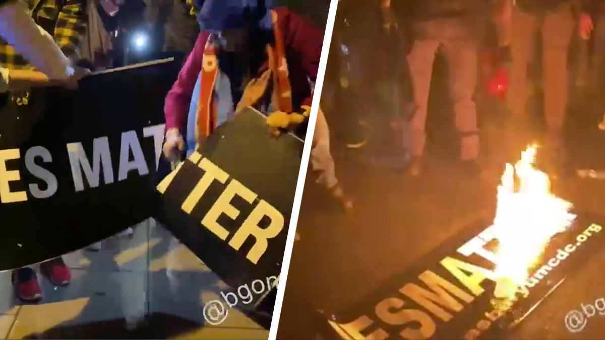 Protesters Ripped, Set Fire to BLM Signs at DC Churches, Organizers ...