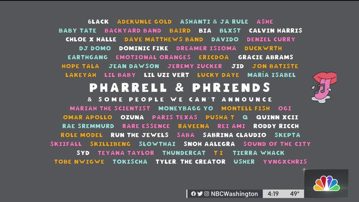 Pharrell’s Festival, Lil Nas X Coming to DC – NBC4 Washington