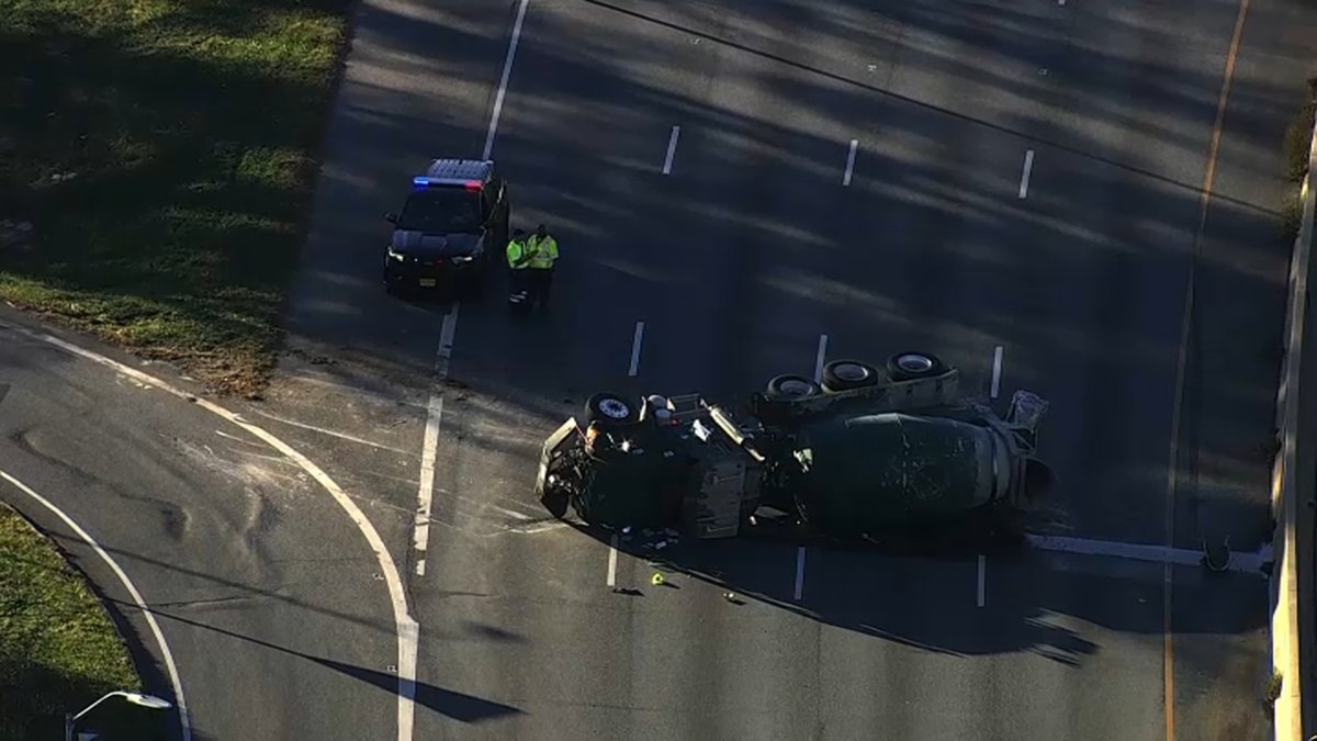 Cement Truck Crash Shuts Down Beltway Inner Loop In Silver Spring