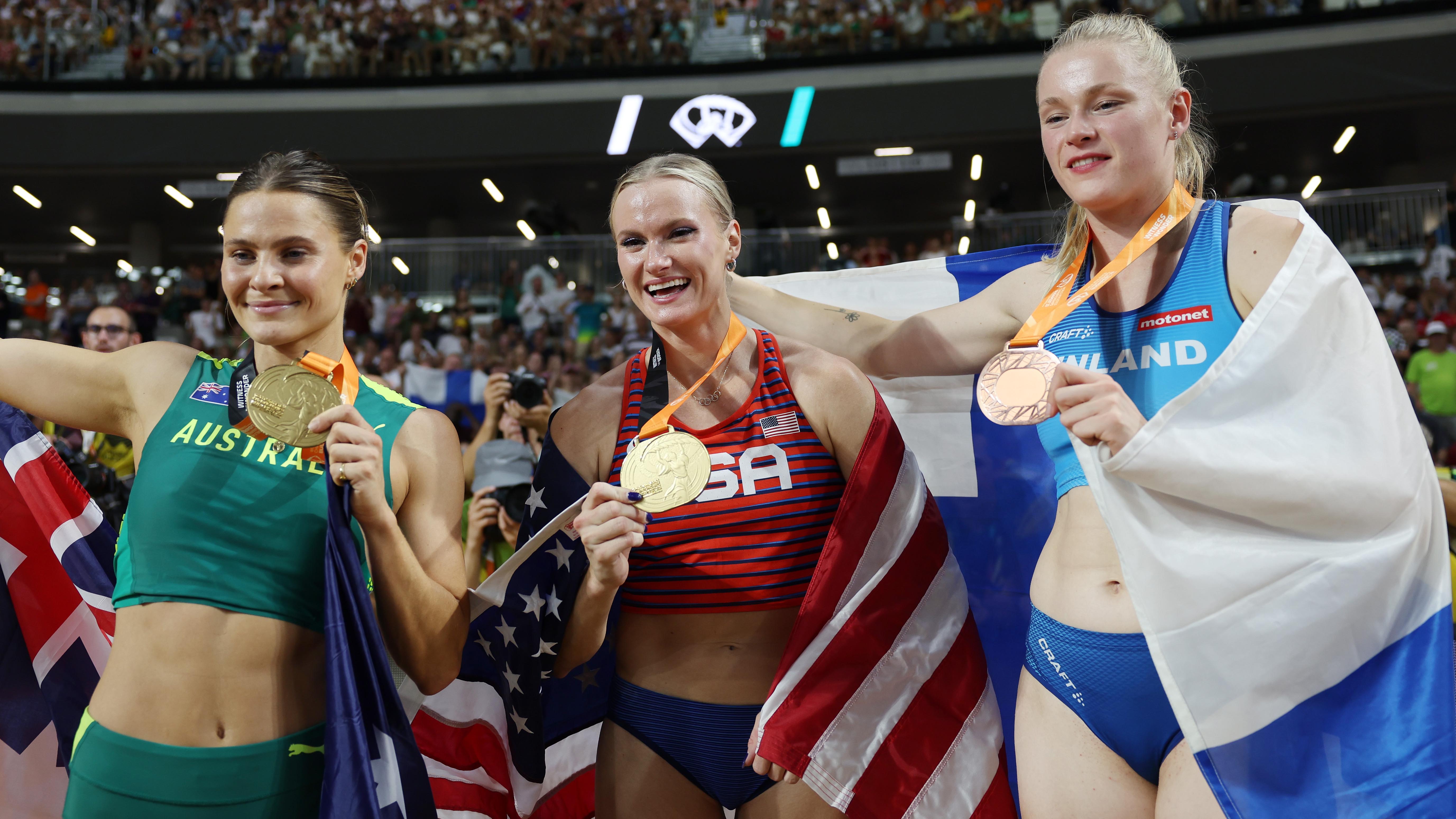 Katie Moon and Nina Kennedy decide to split the pole vault gold at ...