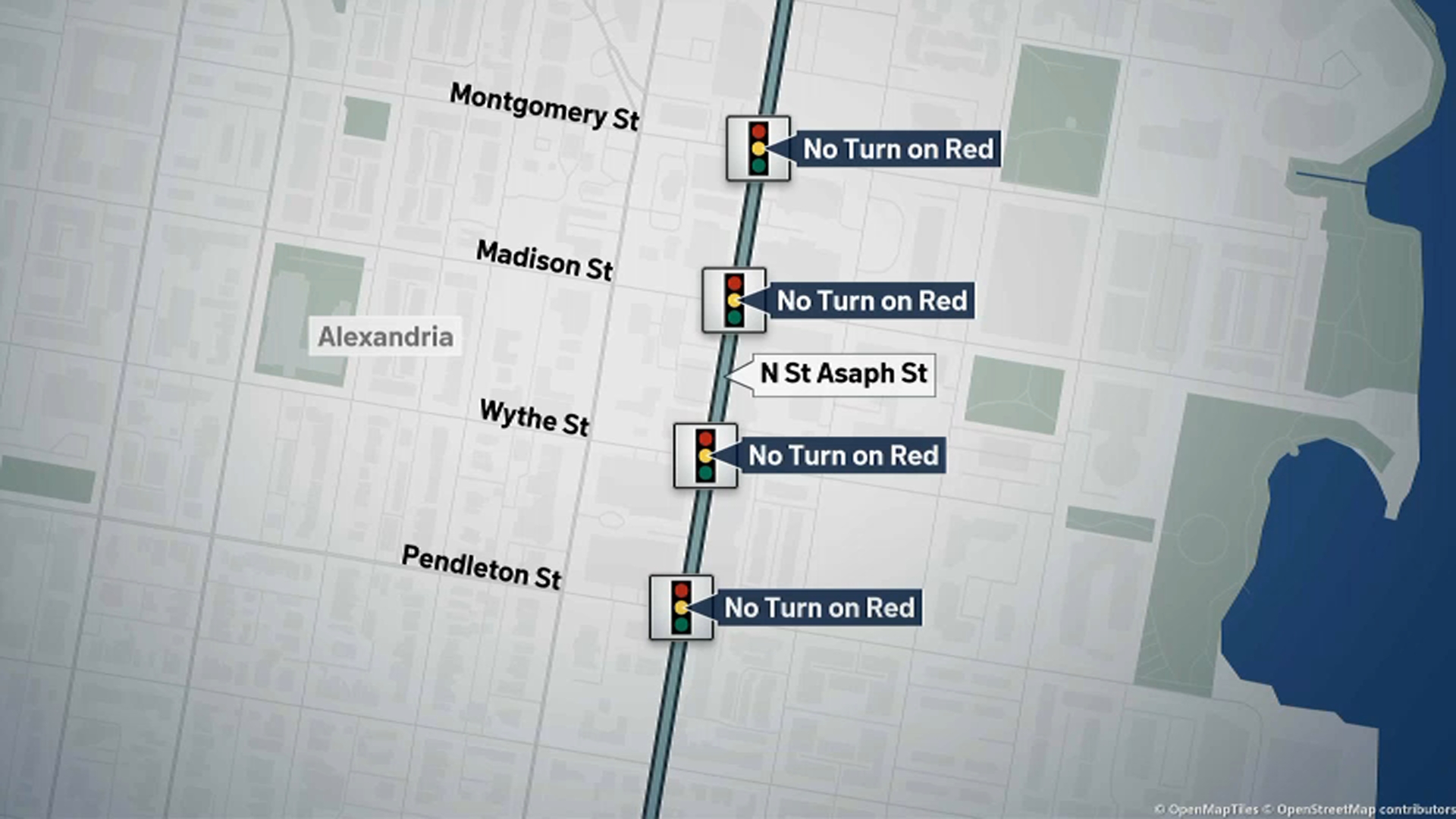 Alexandria to ban drivers from turning right on red in more areas ...