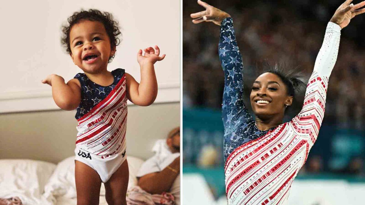 See Simone Biles’ adorable niece’s matching Olympic leotards – NBC4 ...