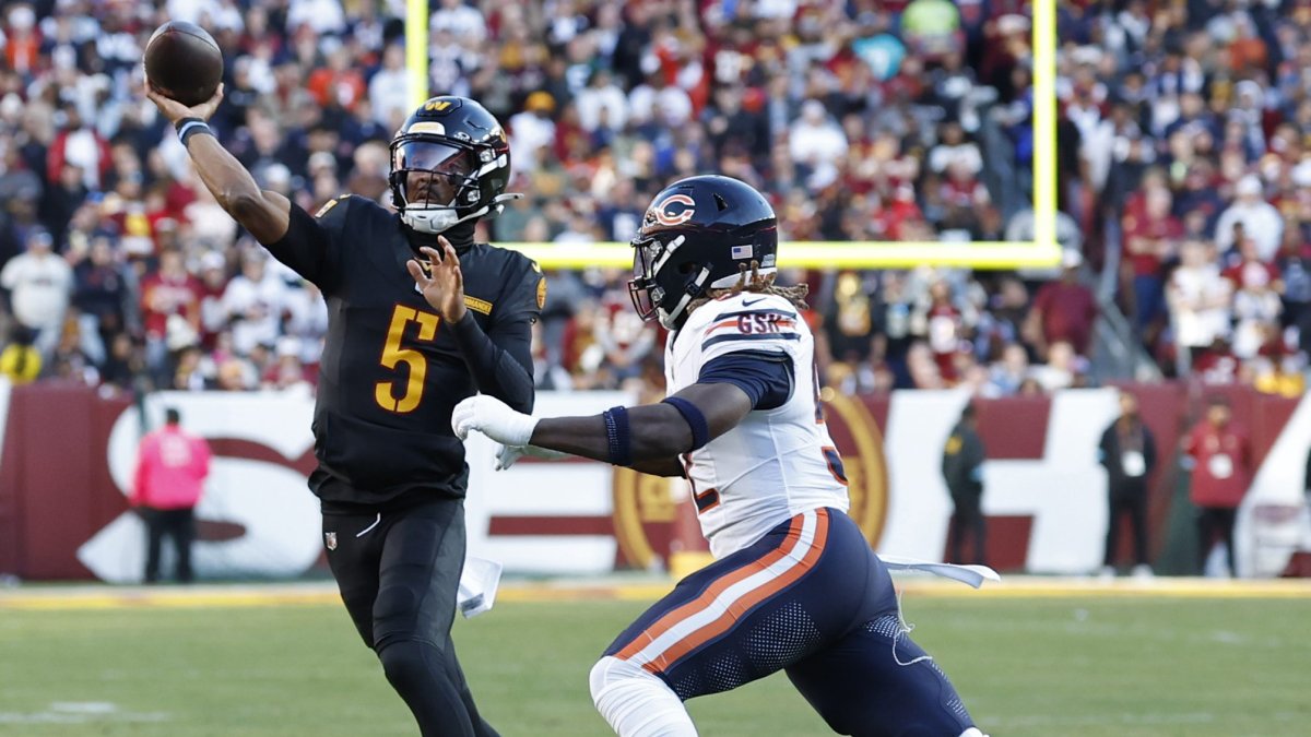 WATCH: Commanders’ Jayden Daniels hits Hail Mary, stuns Bears – NBC4 ...