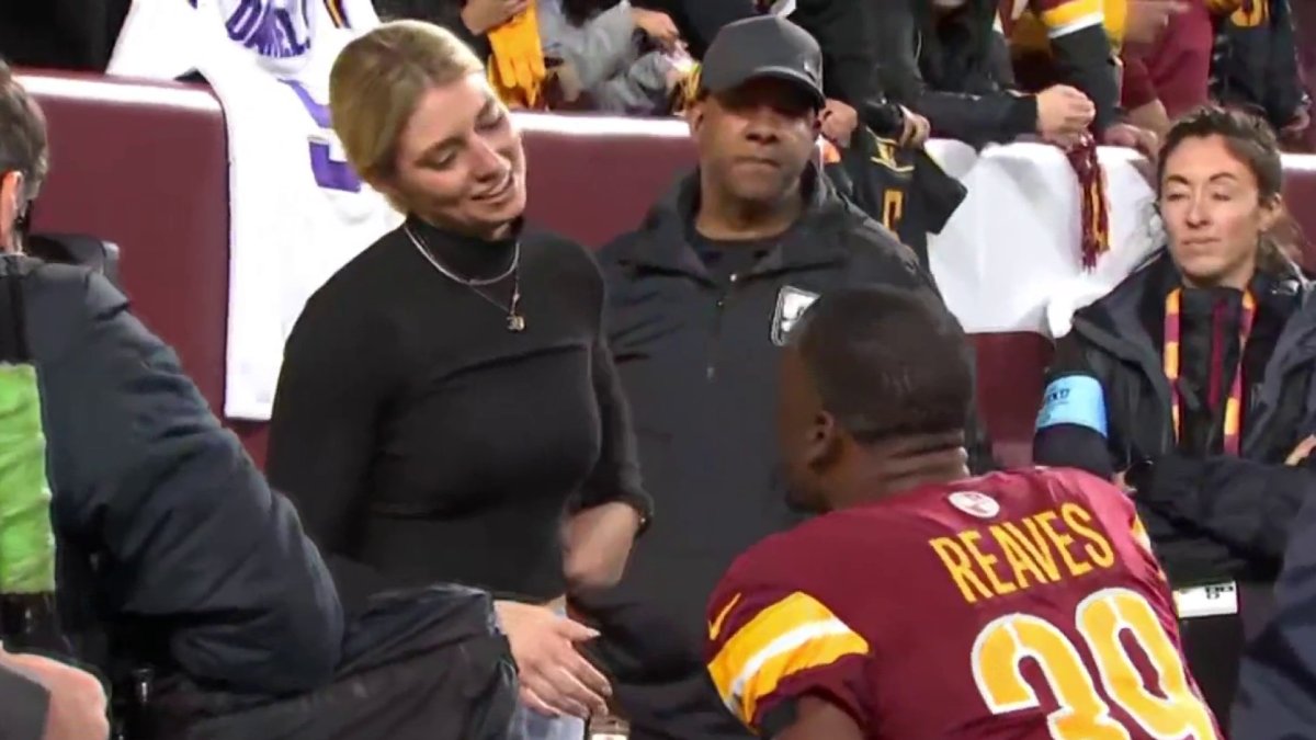 Jeremy Reaves proposes to girlfriend after beating Falcons – NBC4 ...