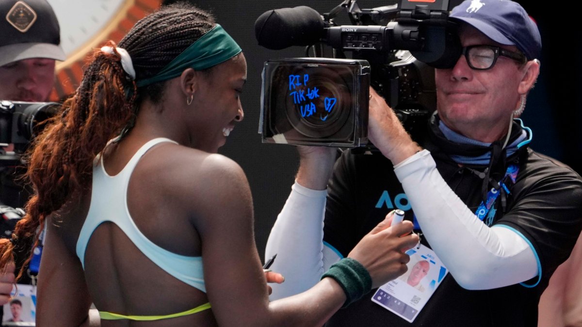 Coco Gauff writes ‘RIP TikTok USA’ on a camera at Australian Open ...
