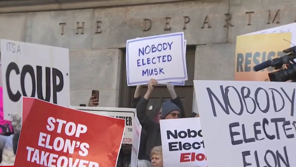 Federal workers protest DOGE access to Treasury Department data – NBC4 ...