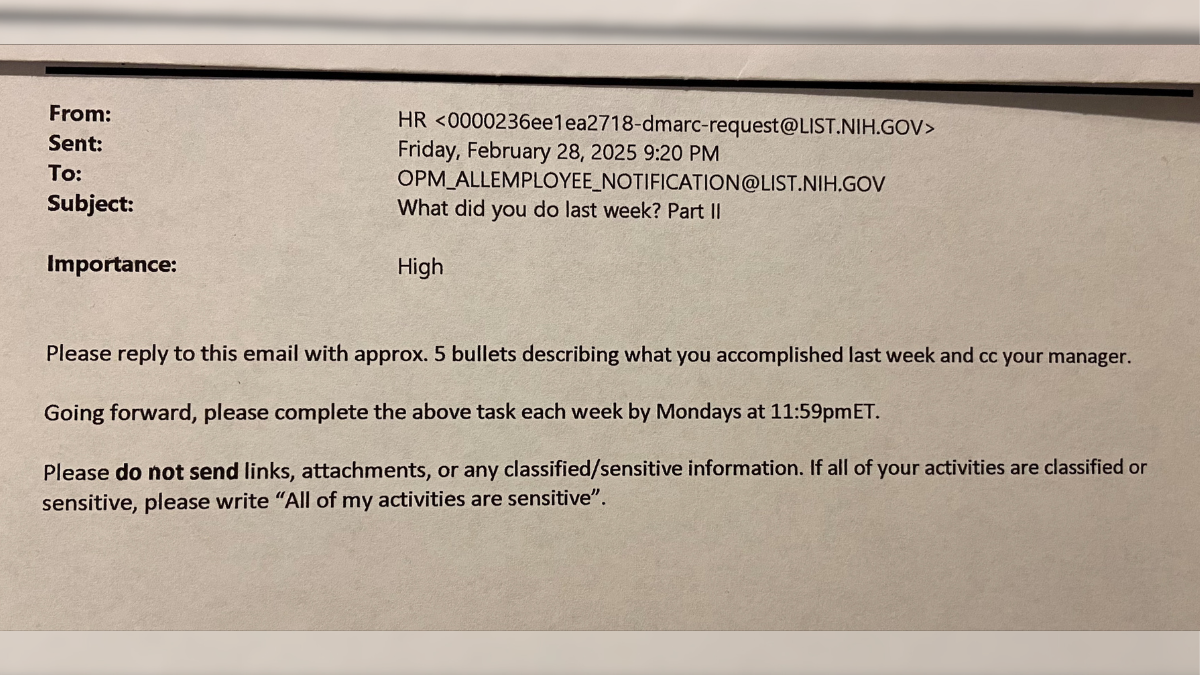 Federal workers receive second email requiring list of week’s accomplishments – NBC4 Washington