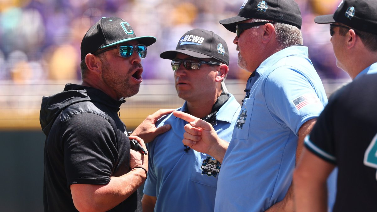 Coastal Carolina coach ejected from CWS game for ‘prolonged arguing ...