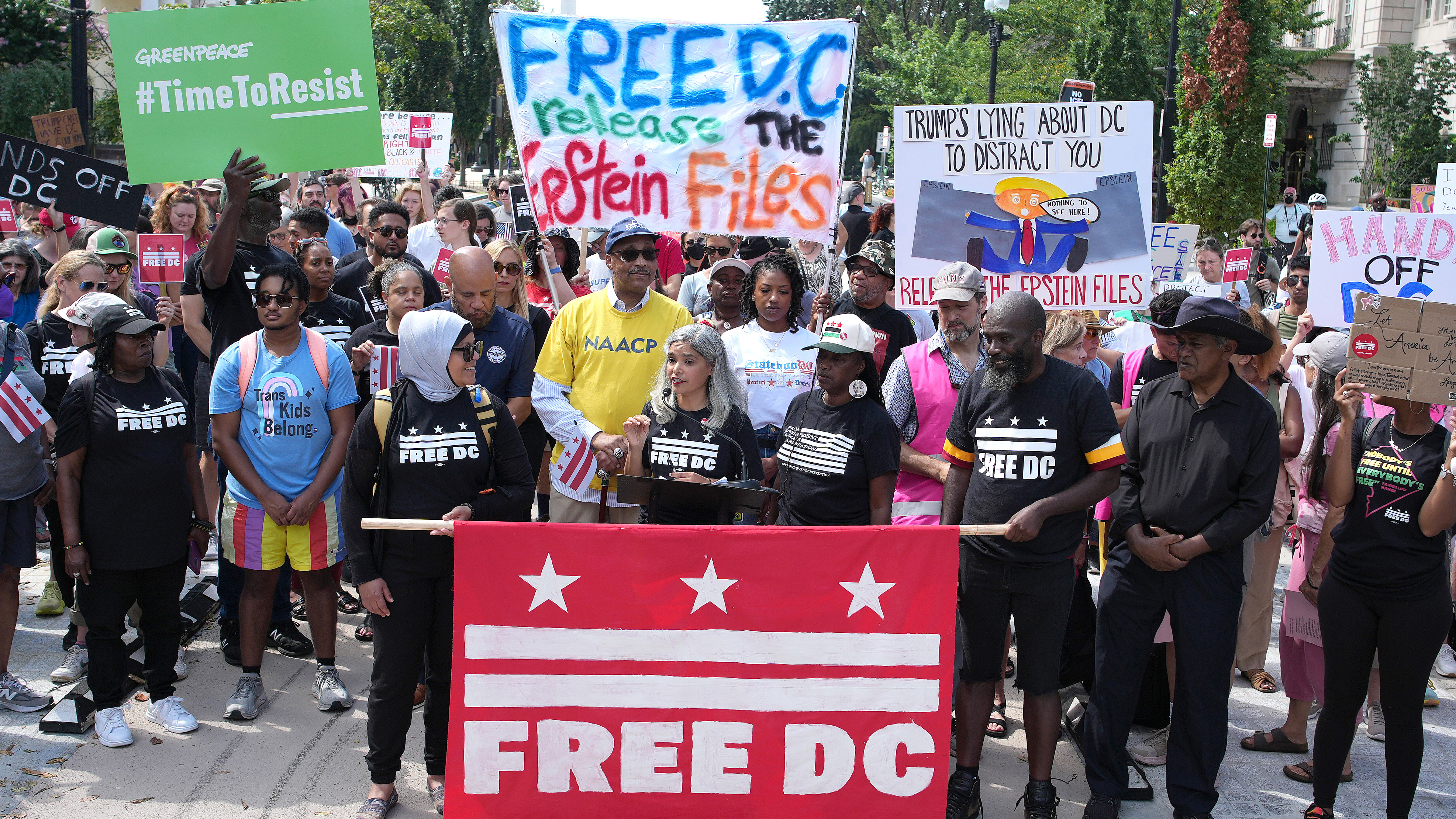 Photos: ‘Free DC’ protesters rally against Trump’s takeover of DC ...