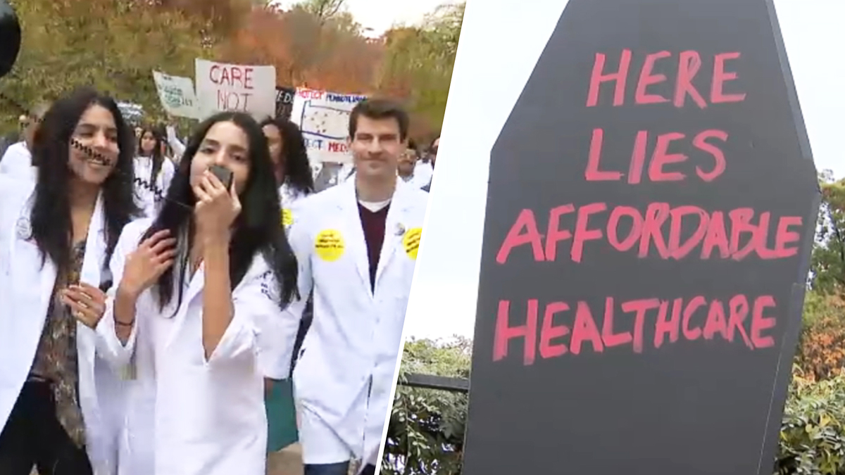 ‘Care cuts kill’: Doctors with coffins rally against health cuts – NBC4 ...