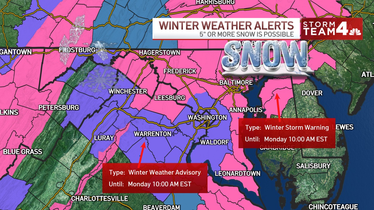 2-6 inches of snow expected in DC area; school delays possible – NBC4 ...