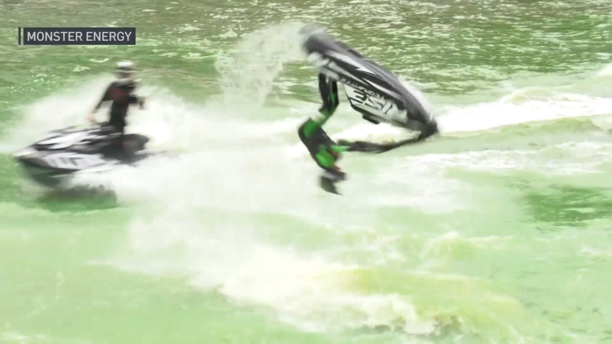 See Monster Energy’s jet ski stunt show on the green Chicago River ...